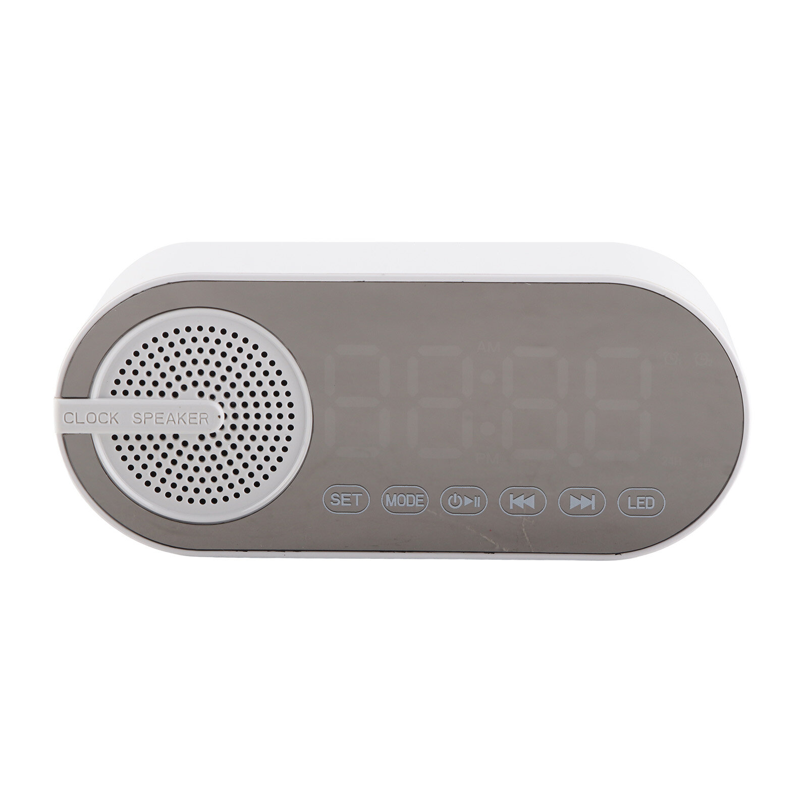 Bluetooth-динамик, двойной будильник, Bluetooth5.0, зеркальный динамик, перезаряжаемый портативный для кемпинга, танцевальной вечеринки, белый