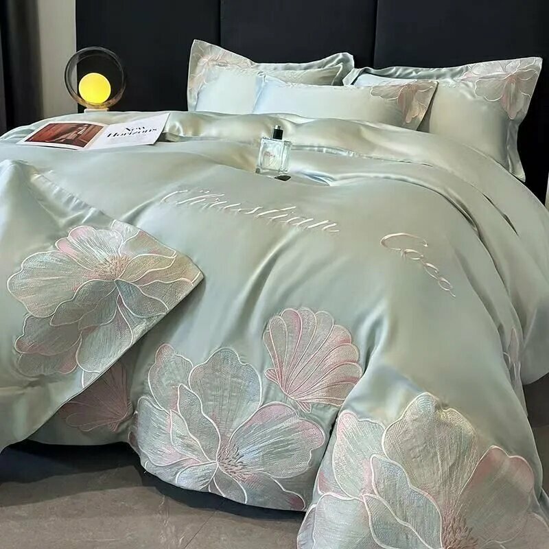 Комплект постельного белья, Мако-сатин, Евро, наволочки 48x74