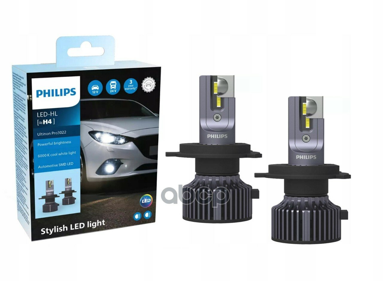 Лампа H4 LED 12V-24V PHILIPS Union Pro 6000K (2 лампы в боксе) 11342U3022X2 Philips арт. 11342U3022X2