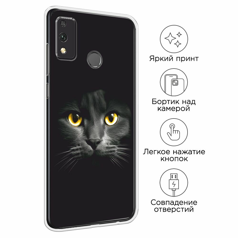 Чехол на Honor 9X Lite / Хонор 9X Лайт с принтом Кошка с желтыми глазами — фото 1