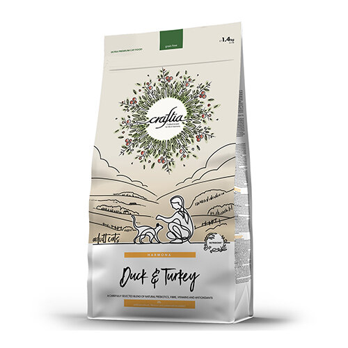 Сухой корм Крафтия для взрослых кошек Утка индейка 1,4 кг