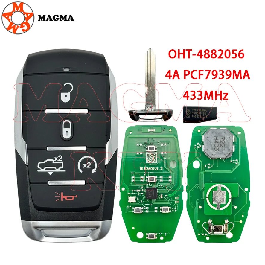 MAGMA OHT-4882056 4A PCF7939MA чип 433 МГц Keyless Go автомобильный дистанционный ключ 68291687AD для Dodge RAM 1500 TRX Pickup 2019 2020 2021