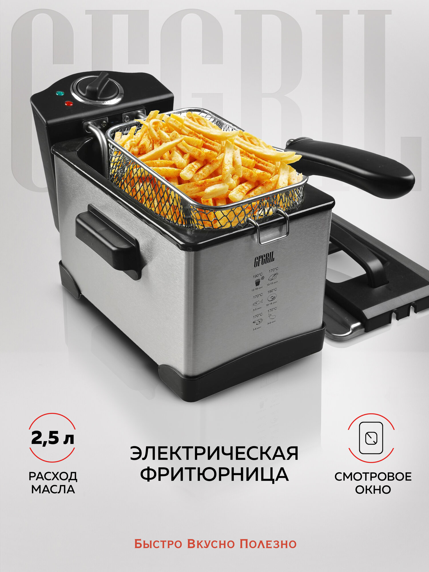 Фритюрница электрическая GFGRIL GFF-M2500 Master Cook, 2.5 л, съемная корзина и чаша