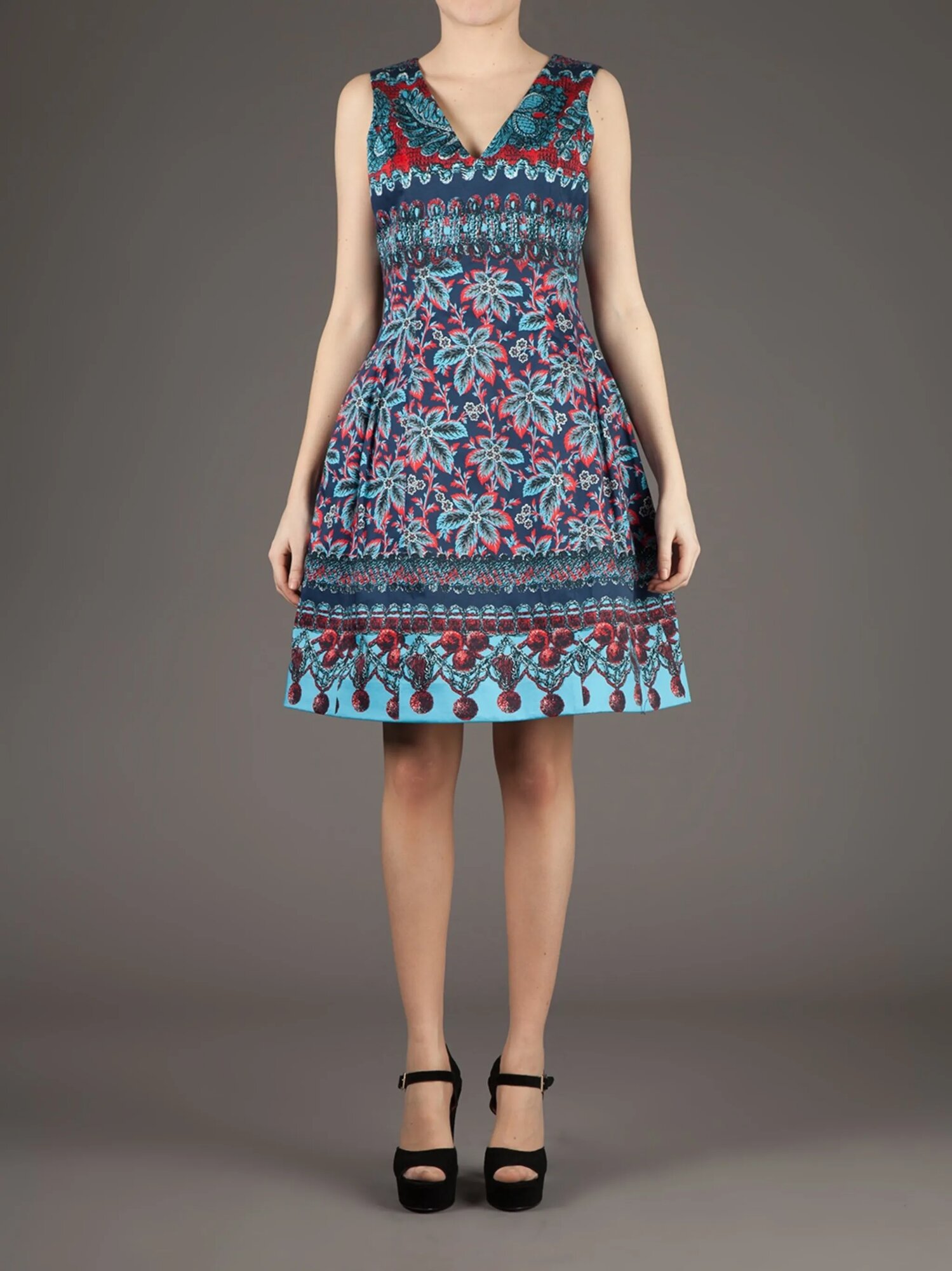 Платье LINDA FARROW Printed lantern dress, размер 6, синий — фото 1