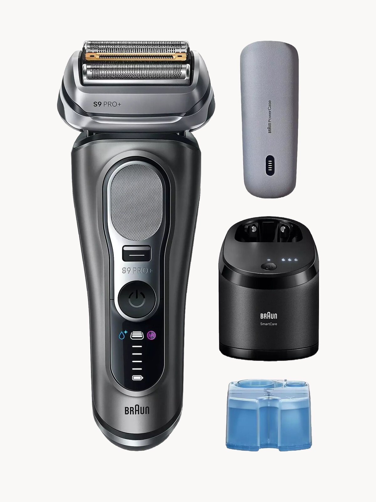 Электробритва мужская шейвер Braun Серия 9 Pro+ 9675cc со SmartCare Станцией и зарядным футляром PowerCase, серебристая