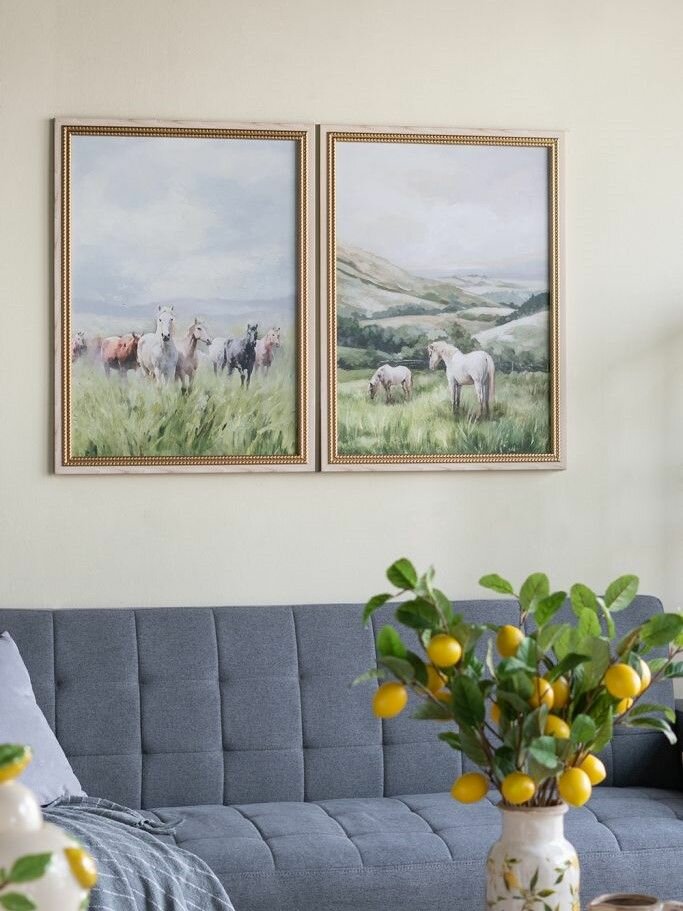 D6177 Картины лошади, набор 2 предмета 60 х 3 х 80 см, Glasar
