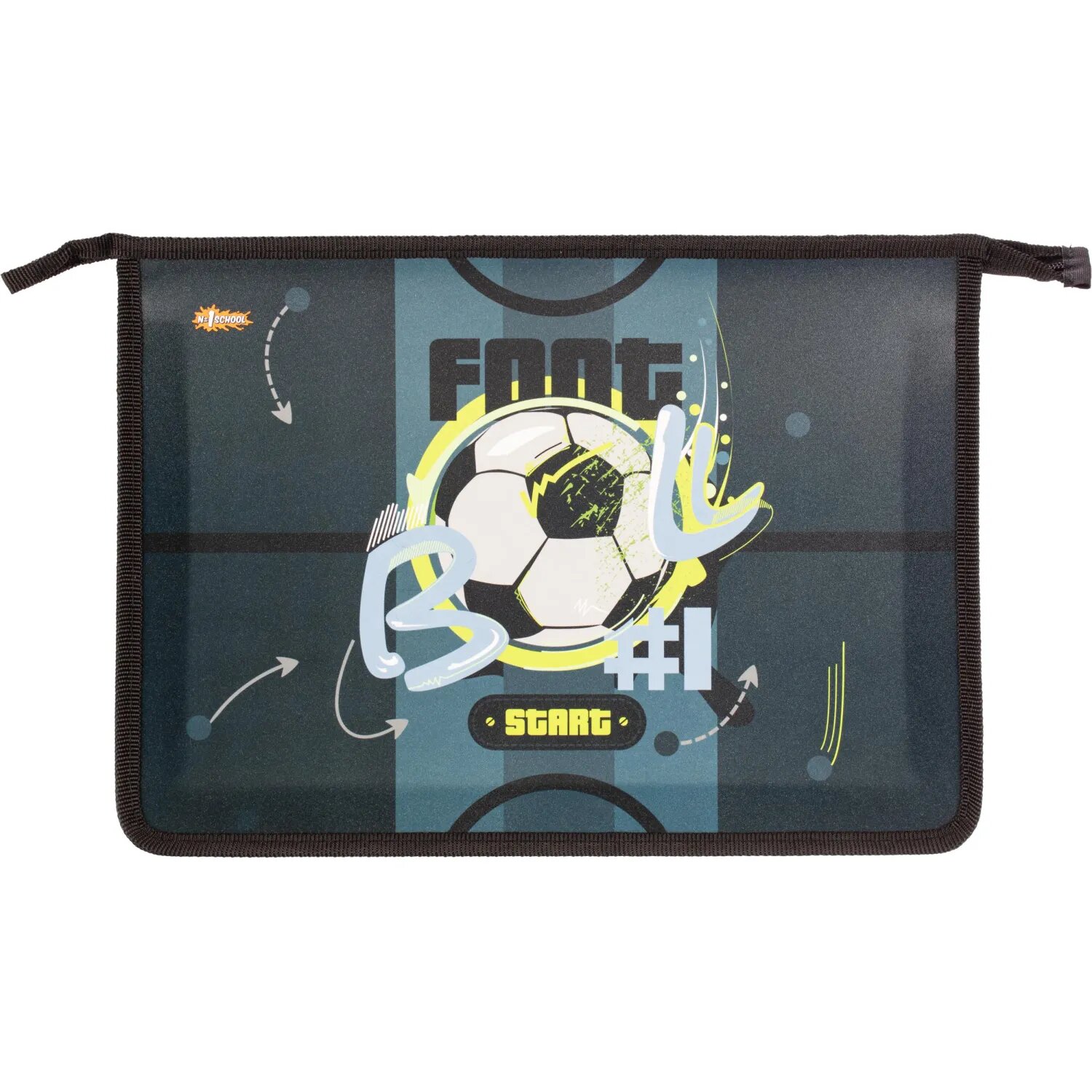 Папка для тетрадей Football синий, А4, молн, пласт, ПТ-813