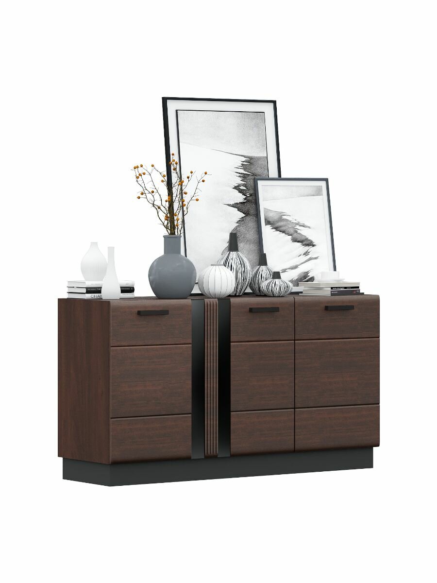 Комод Магнолия МДФ/ЛДСП 1500х814х442, Орех/Дерево, с полками, МИФ