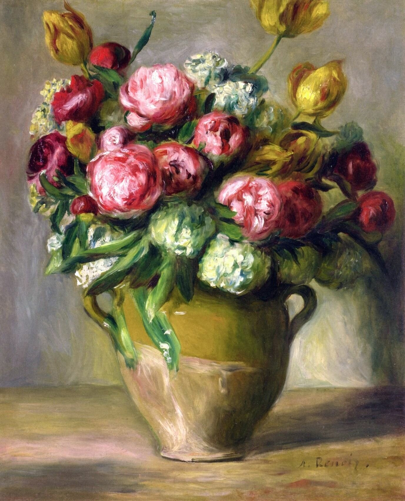 Картина Ренуара Огюста Ваза пионов 1872 48х60 см