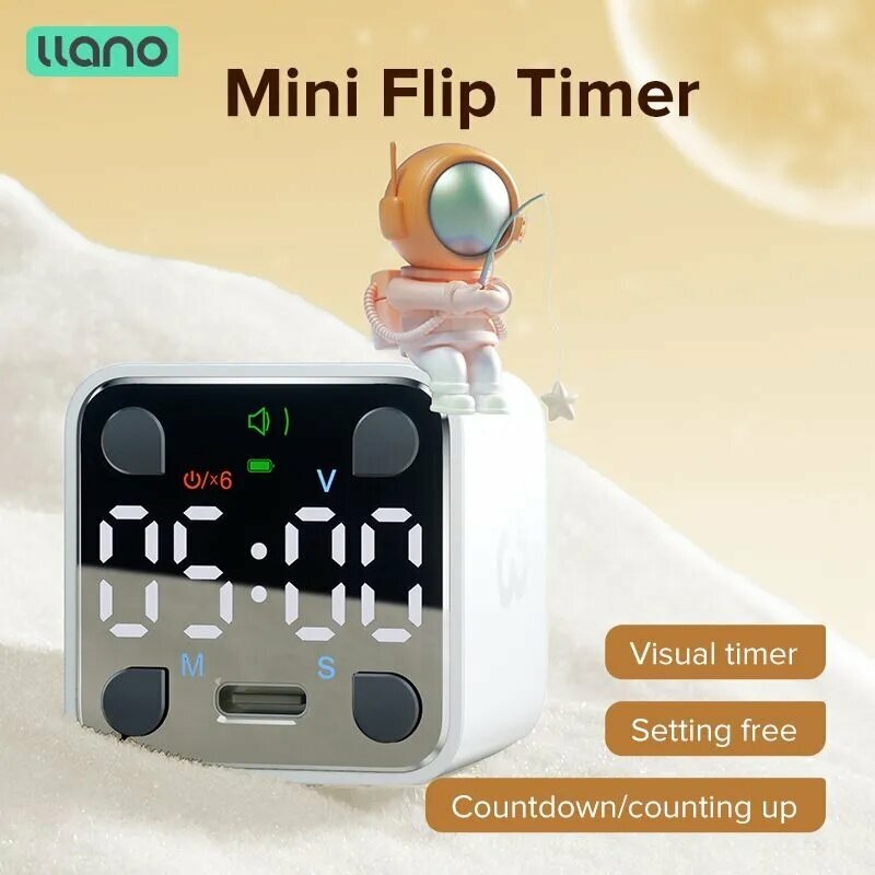 LLANO Таймер Электронные 1 шт, Ticktime cube, LED-дисплеем, белый