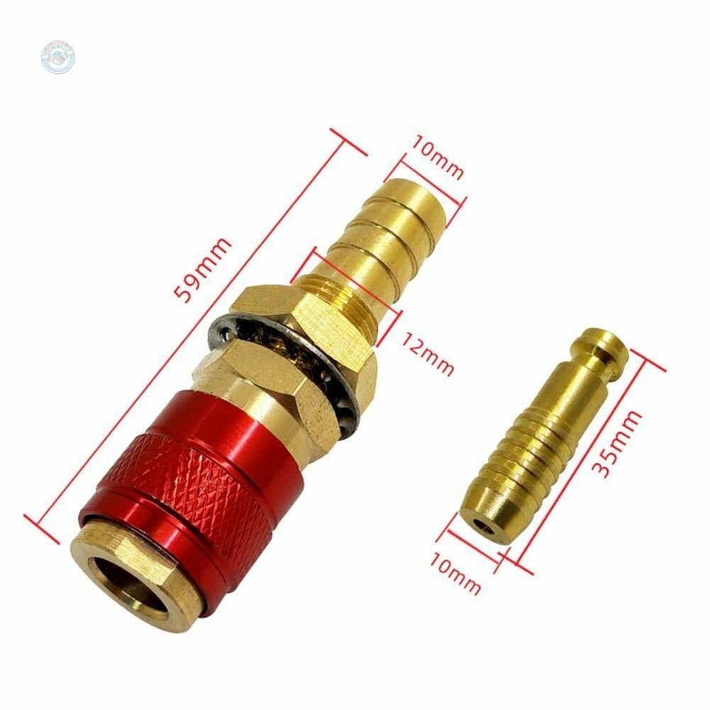 Быстроразъемное латунное соединение для газа и воды, 10 мм, комплект 6 шт, подходит к TIG-горелкам, быстрая установка без инструментов