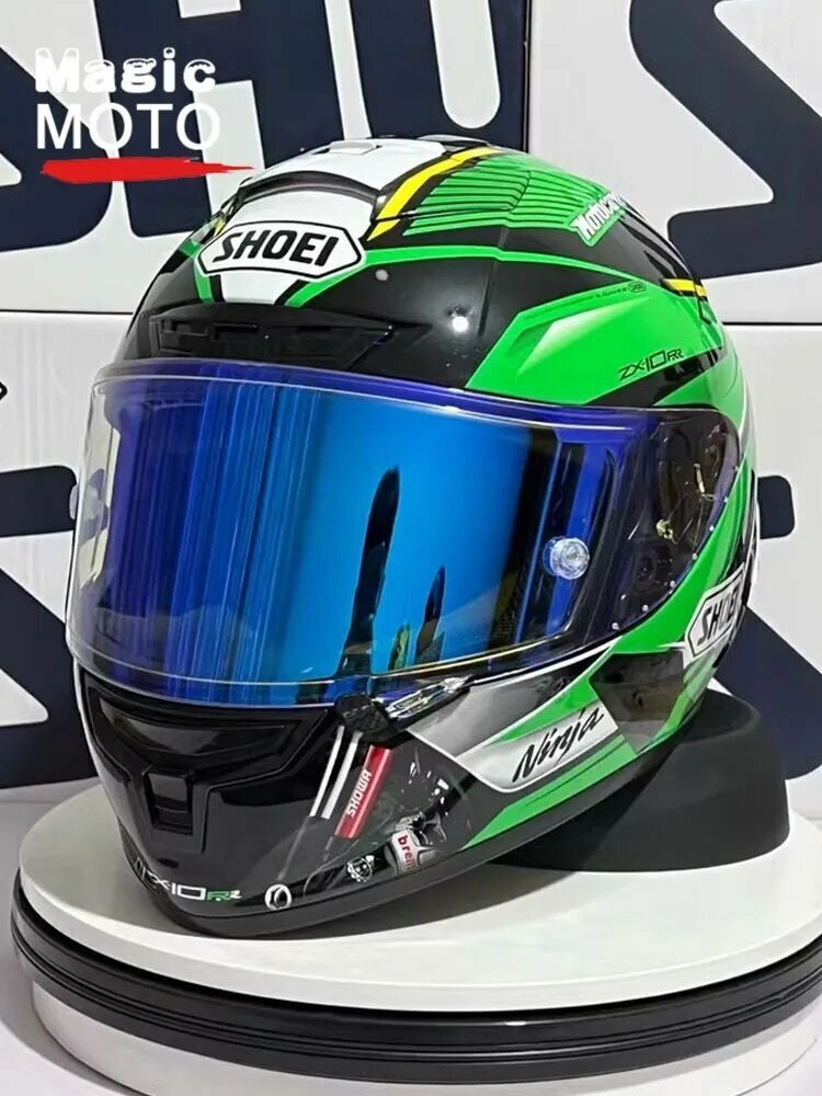 Shoei Мотошлем, цвет: черный, зеленый, размер: XXL