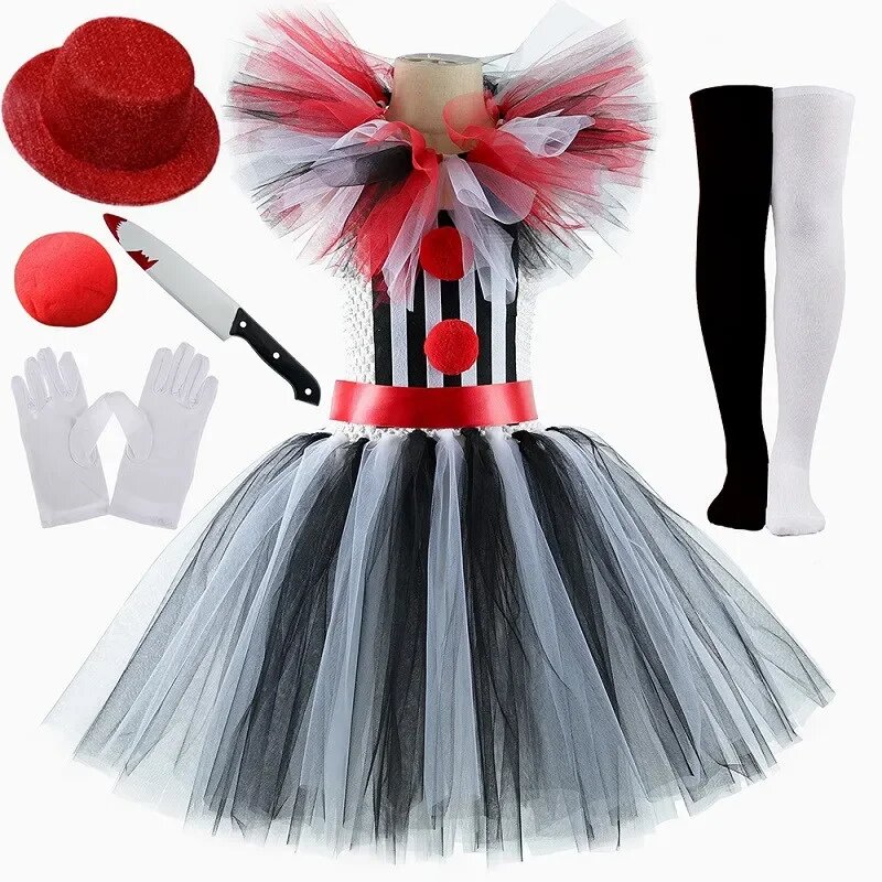 Костюм клоуна MOWALIZADA для девочек L(110-120cm), Set 1