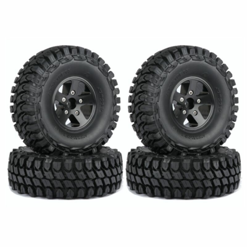 4 шт. 110 мм металлический обод колеса Beadlock 1,9 резиновый комплект шин совместим с 1/10 RC гусеничный автомобиль осевой SCX10 TRX4 D90