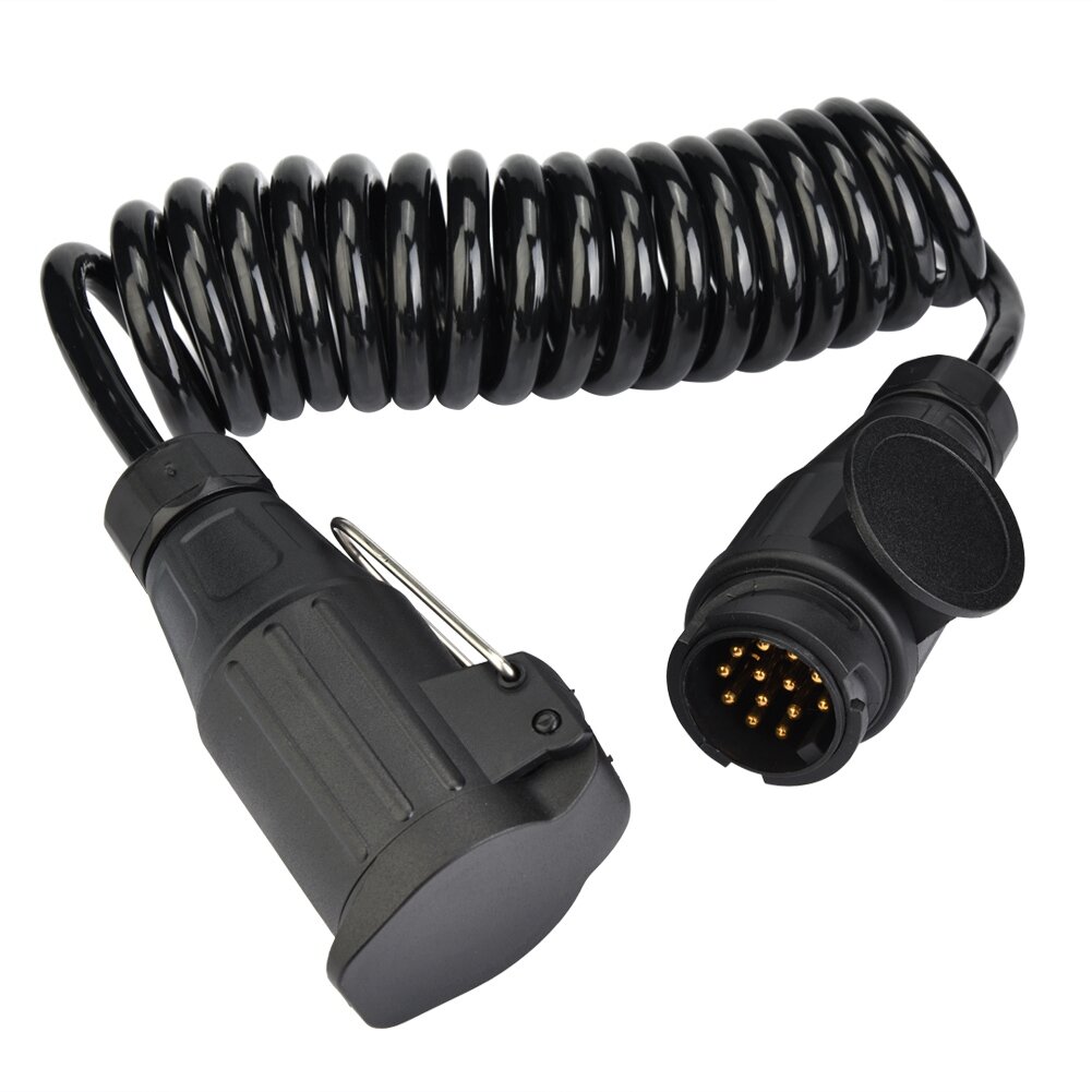 Trailer Connector, Good Conductivity Performance Plastic+Brass Long Durability Waterproof 13 Pin Plug for European Vehicles