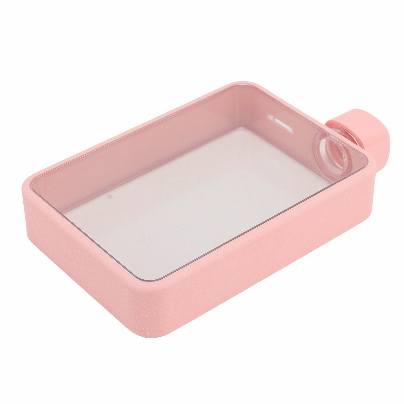 Портативная квадратная розовая пластиковая бутылка для воды емкостью 380 мл, размер А5, прозрачная, герметичная, плоская конструкция для наружного и офисного использования