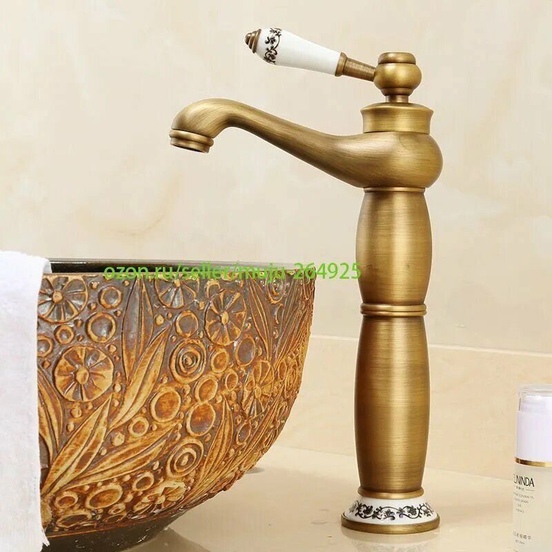 Смеситель для раковины высокий, смеситель для умывальника ретро из латуни,