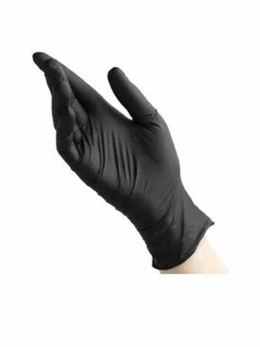 Перчатки виниловые неопудренные черные размер L. 100 шт.