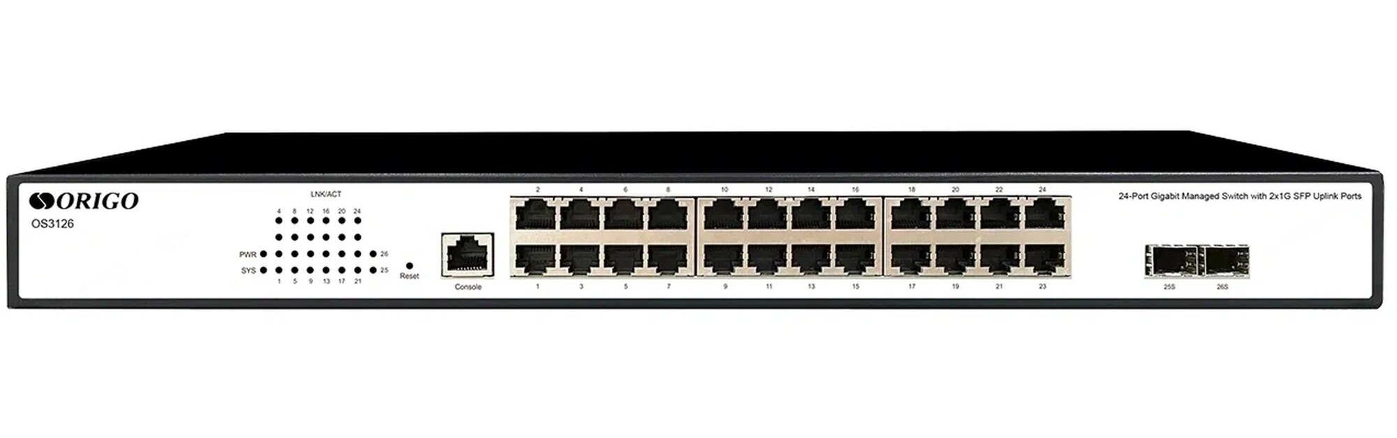 Коммутатор Origo OS3126, управляемый, 24 порта, 10/100/1000 Мбит/сек