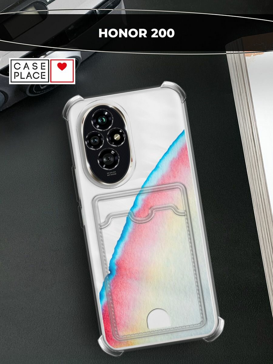 Чехол на Honor 200 (Хонор 200) с картой и принтом Слияние красок