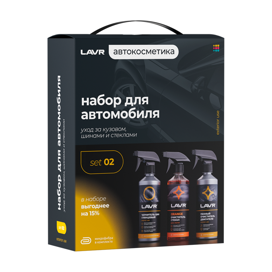 Набор автохимии LAVR SET02 "Для экстерьера автомобиля" (артикул LN9122)
