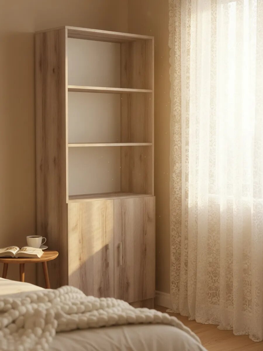 В спальню деревянный шкаф FRESTER с полками в прихожую, от производителя