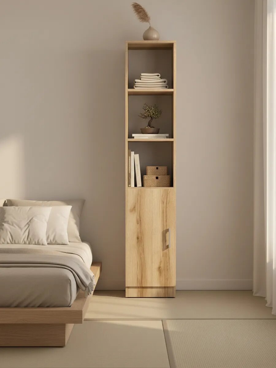 Деревянный шкаф пенал FRESTER с полками распашной для одежды, от производителя