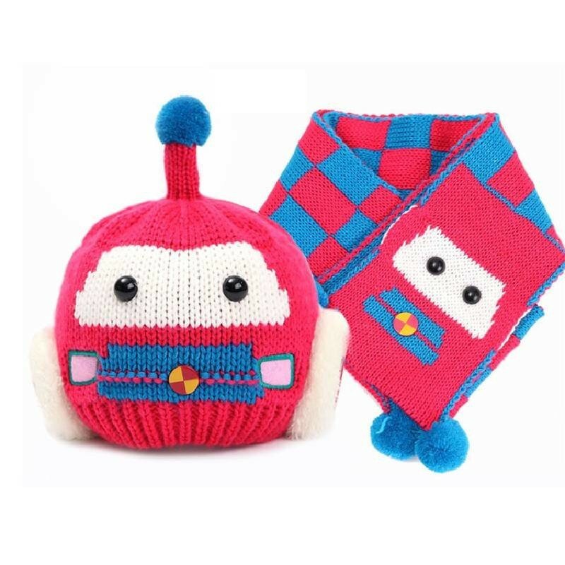 Шарф и шапка для малышей cozy knit набор с дизайном машинки, розовый