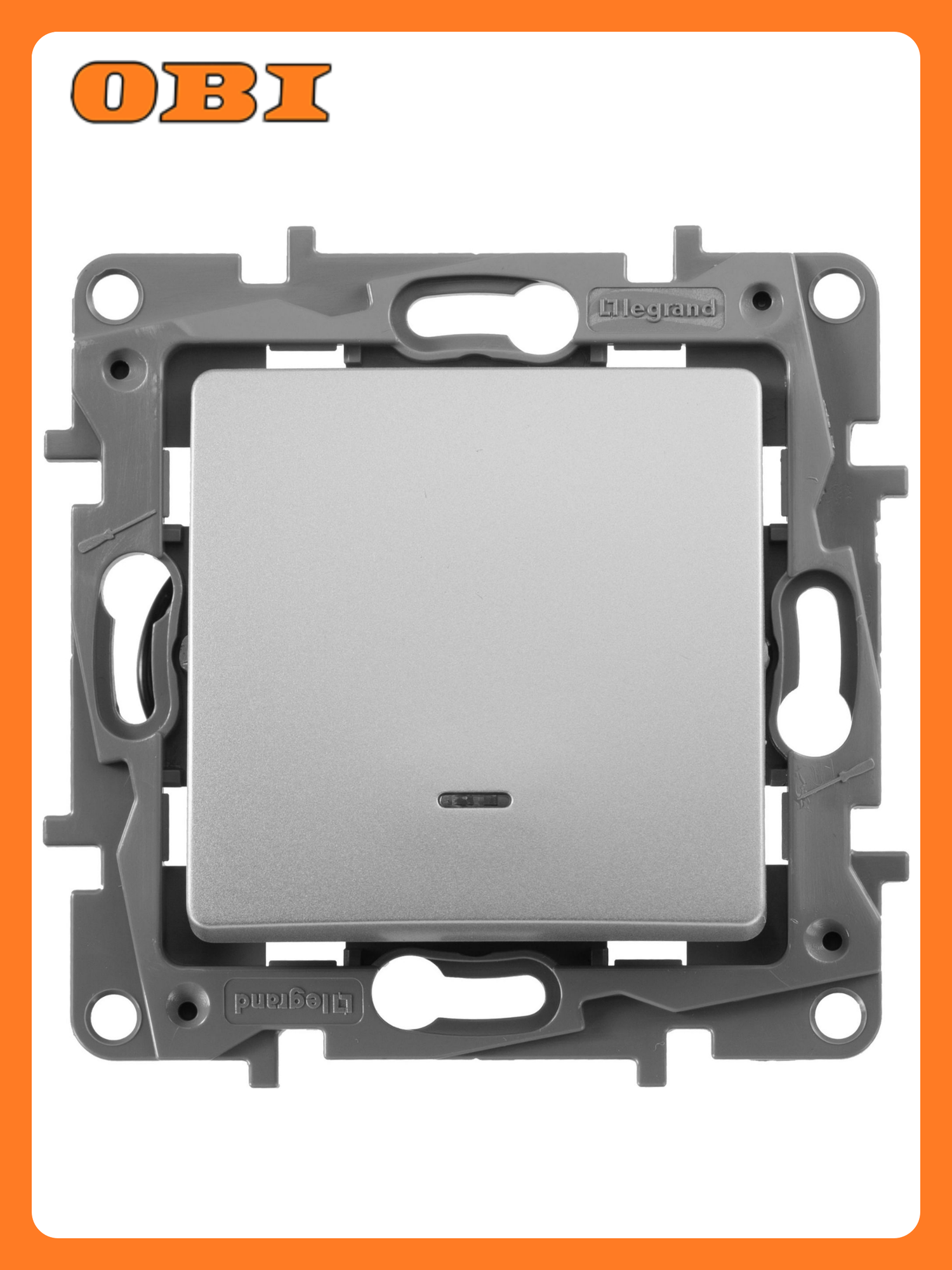 Выключатель Legrand ETIKA 672403, одноклавишный, с индикатором, IP20, серый