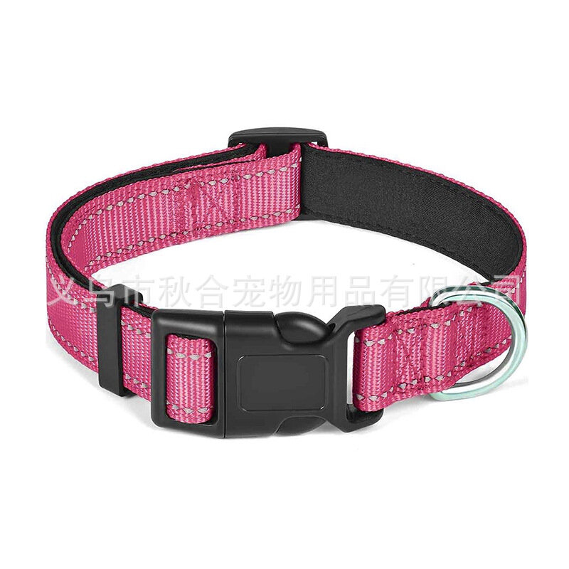 Амазонка взрывающий питомец нейлоновые ошейники с отражением лямки розовый_XL（2.5*45~ 70cm）