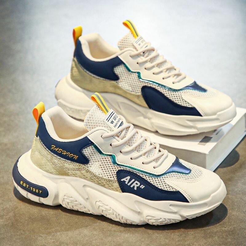 LUO Белые Кеды Мужчины Осень Дыхающие Увеличенная Подошва/BK2118 white blue