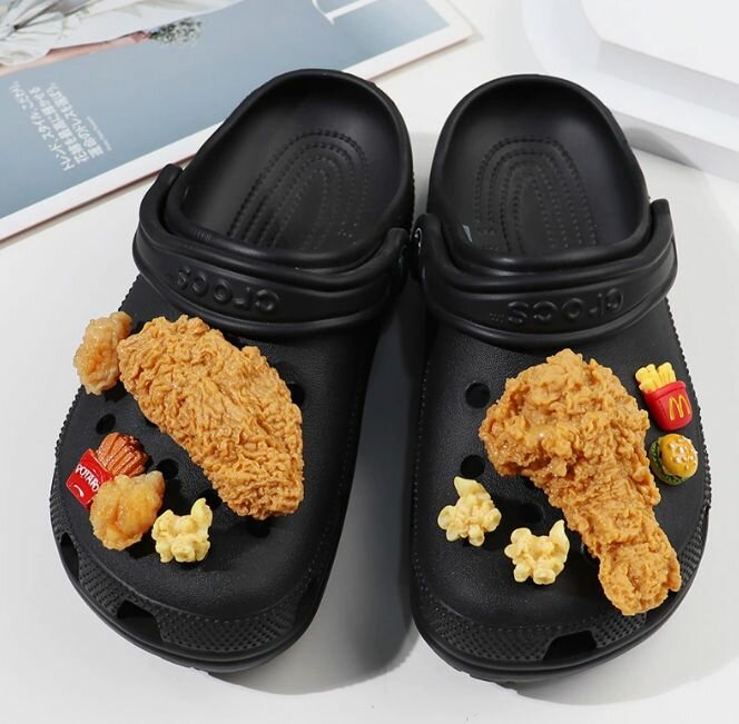 Набор джибитсов для кроксов и кроссовок, курочка KFC, попкорн