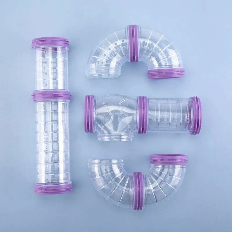 Тоннель для грызунов пластиковый прозрачный 8 элементов, лабиринт для хомяка, тоннель для грызунов