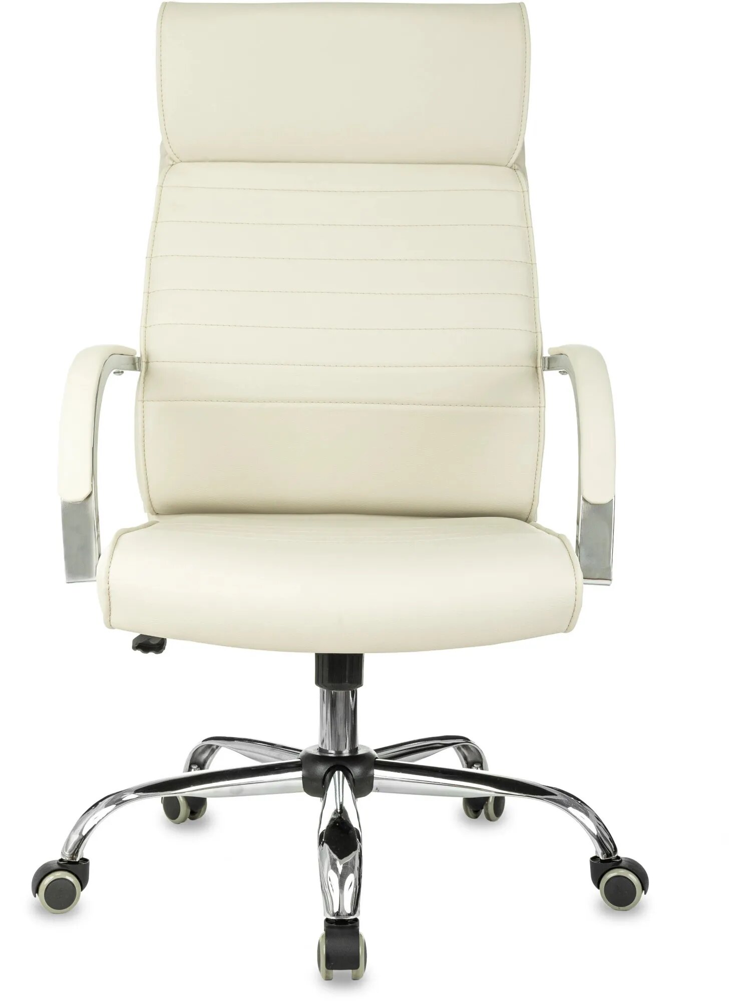 Кресло офисное Бюрократ T-8010SL руководителя слоновая кость эко. кожа крестов. металл хром