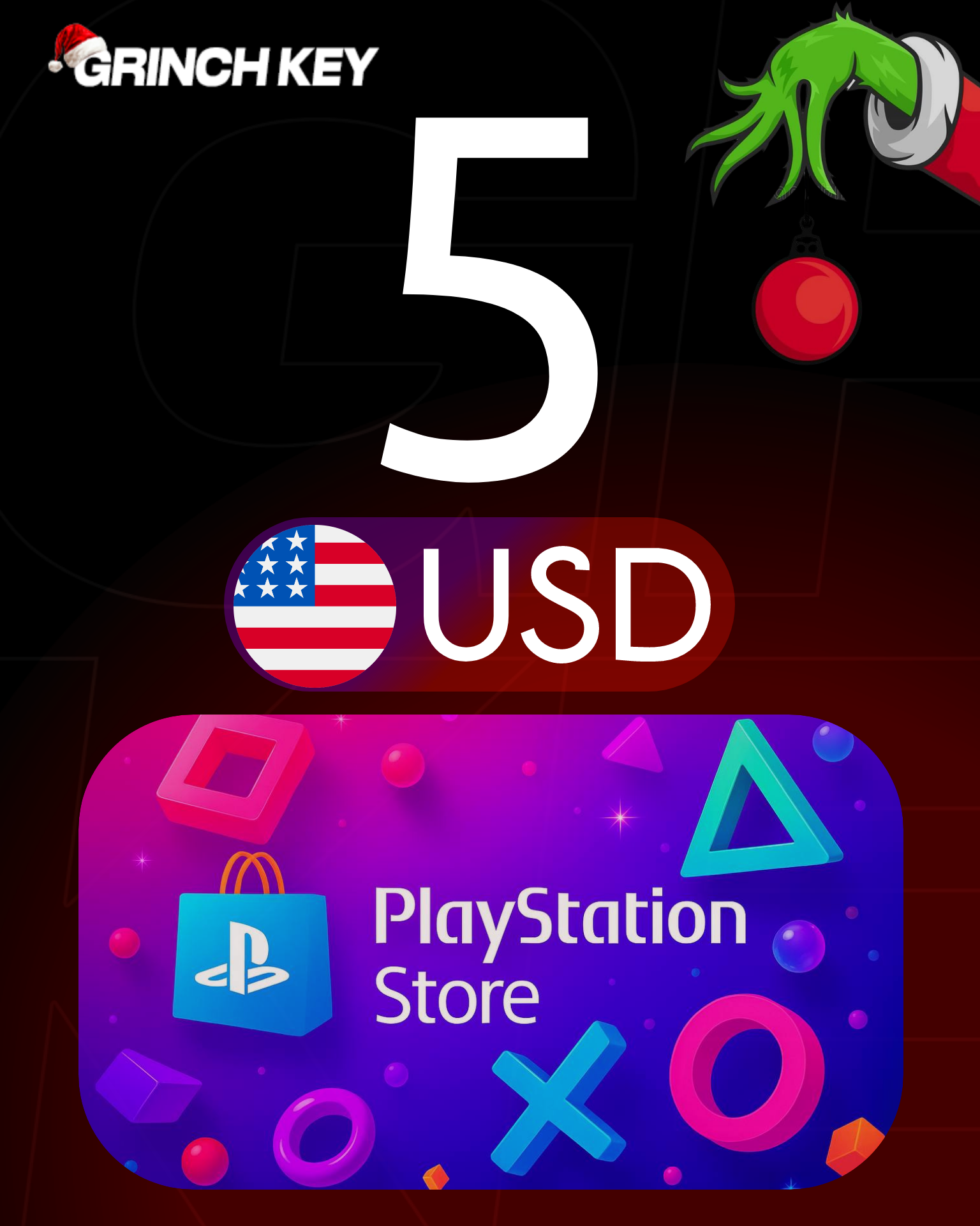Подарочная карта PlayStation Store 5$ США (USA) | Пополнение счета PS Store | Цифровой код. Gift Card Playstation Store