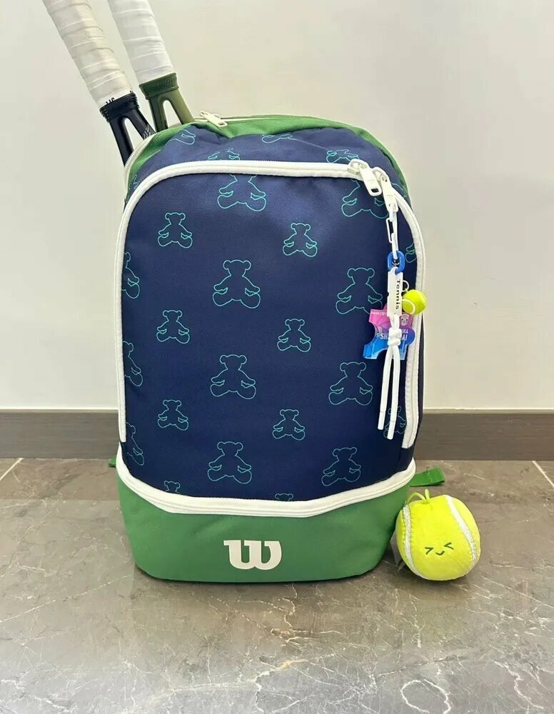 Рюкзак Wilson (рюкзачок) синий с зеленым, спортивный, для тенниса, легкий — фото 1