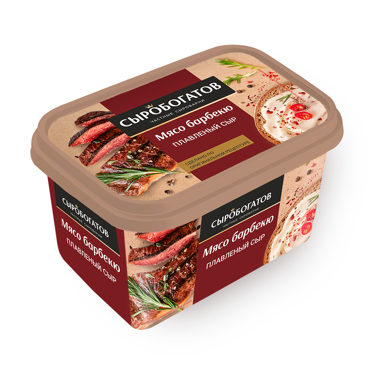 Сыр плавленый Сыробогатов "Мясо барбекю" 45%, пластиковый лоток, 400 г