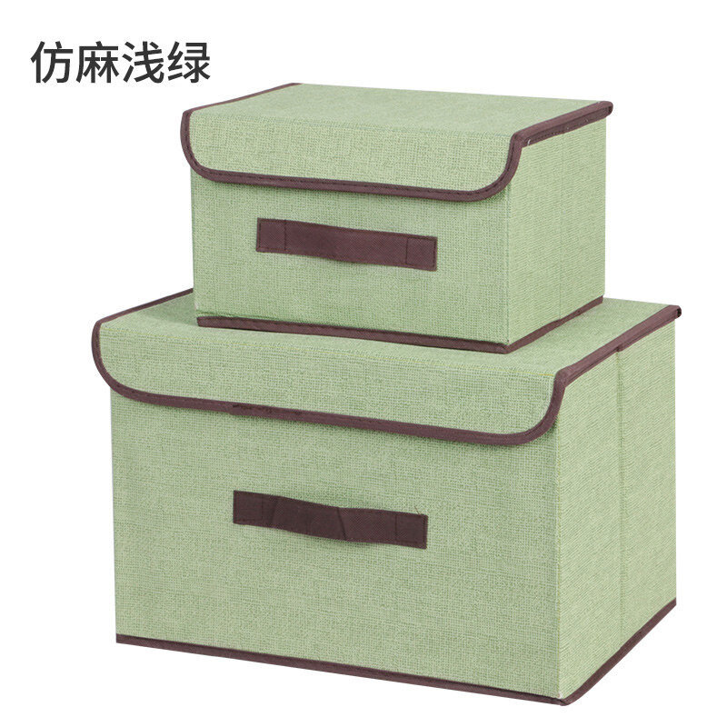 Коробка для хранения из ткани, имитирующей лен, складная, для одежды и различных предметов, портативная пылезащитная коробка с крышкой, складная коробка для хранения оптом.