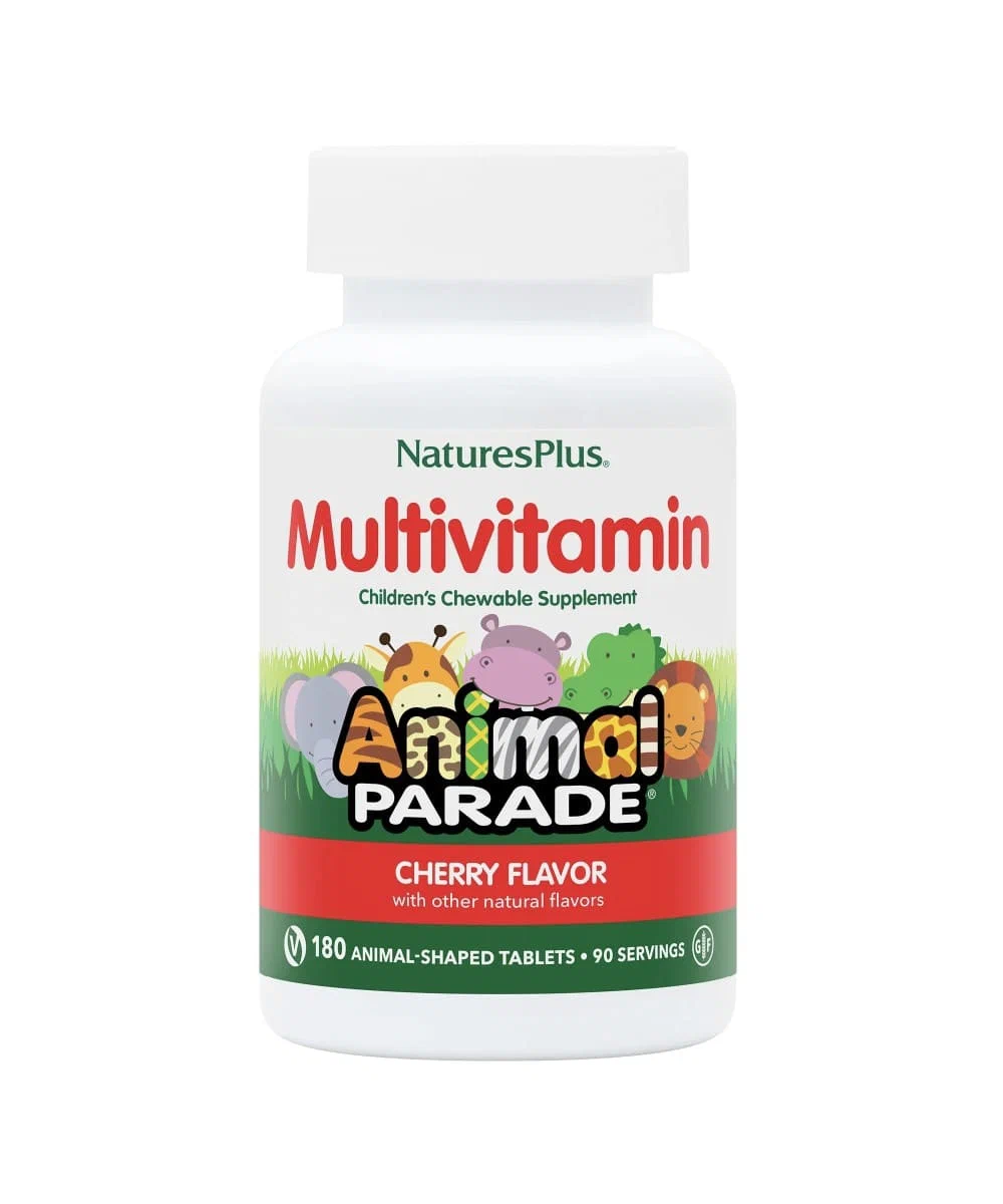 Natures Plus Animal Parade Multivitamin Сhildren's, Детский витаминно-минеральный комплекс со вкусом вишни 180 таблеток