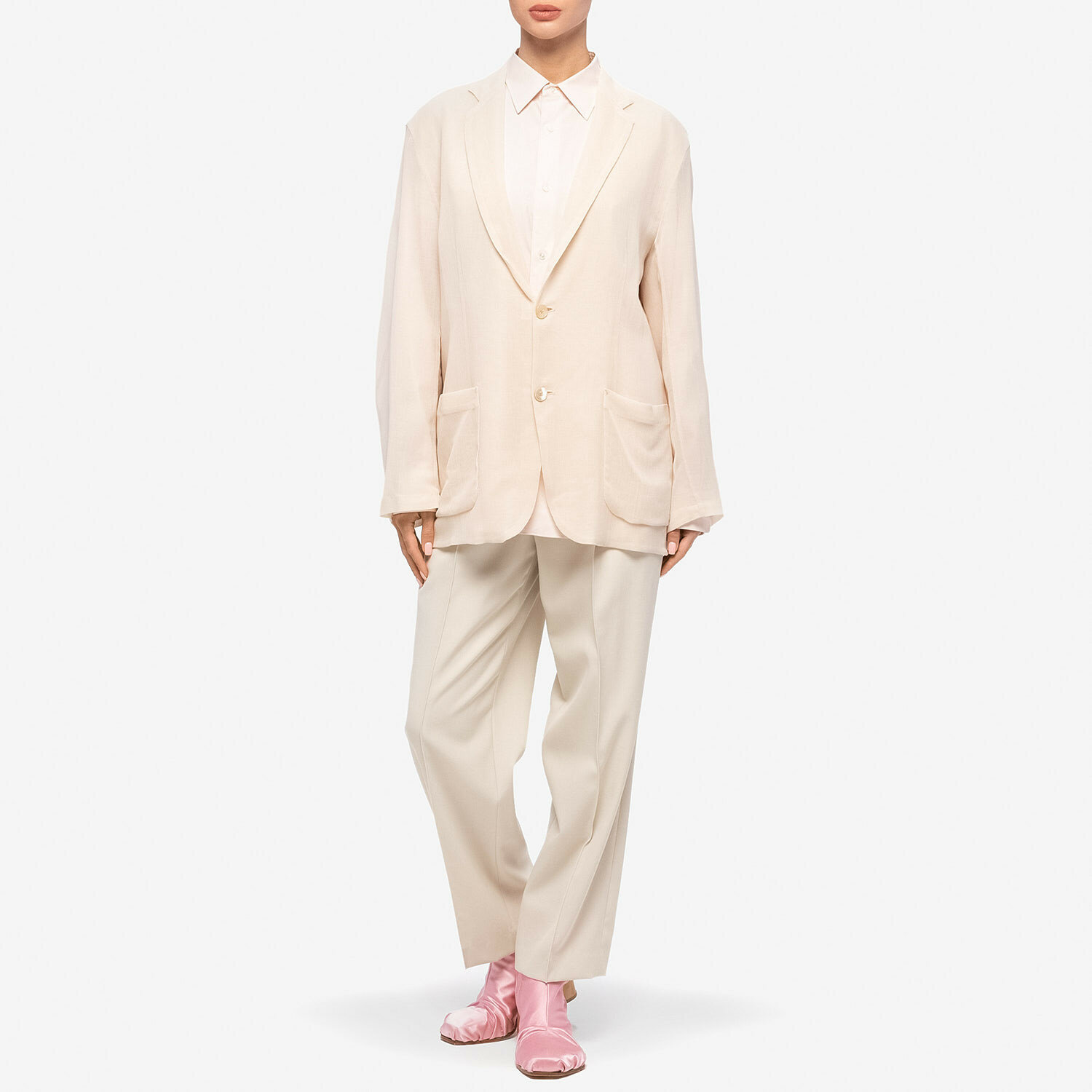 Рубашка AURALEE РУБАШКА AURALEE WOOL RECYCLE POLYESTER LENO SHEER JACKET, размер 2, ivory — фото 1