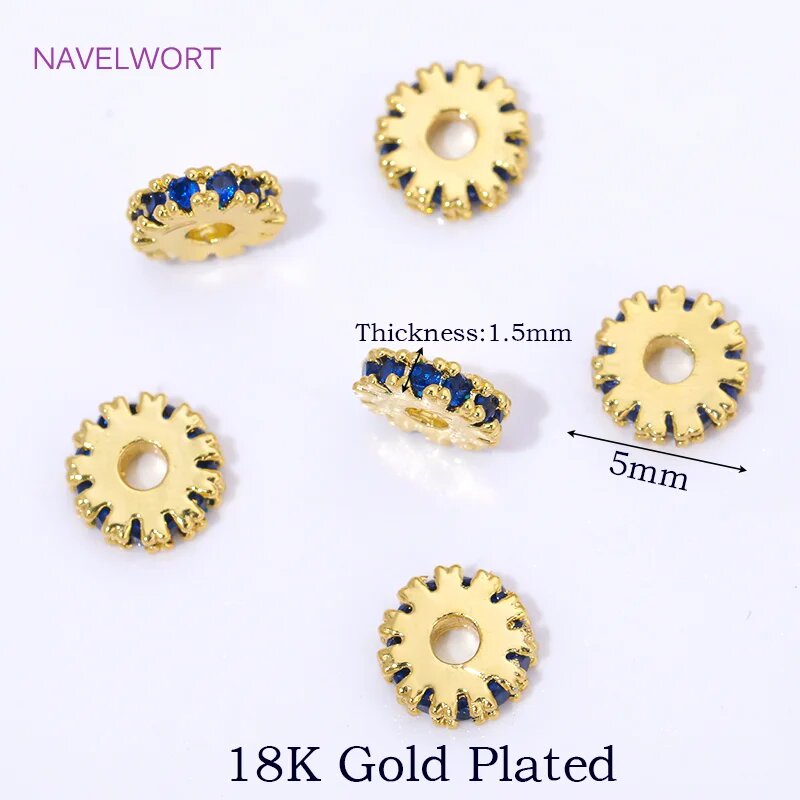 Золотые разделители для бусин 18K Gold Plated, 5 мм, 10 шт.