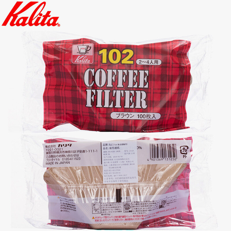 Японская фильтровальная бумага для кофе Kalita Pour Over 101/102, веерообразная фильтровальная бумага, оригинальный цвет, неотбеленная, 100 листов
