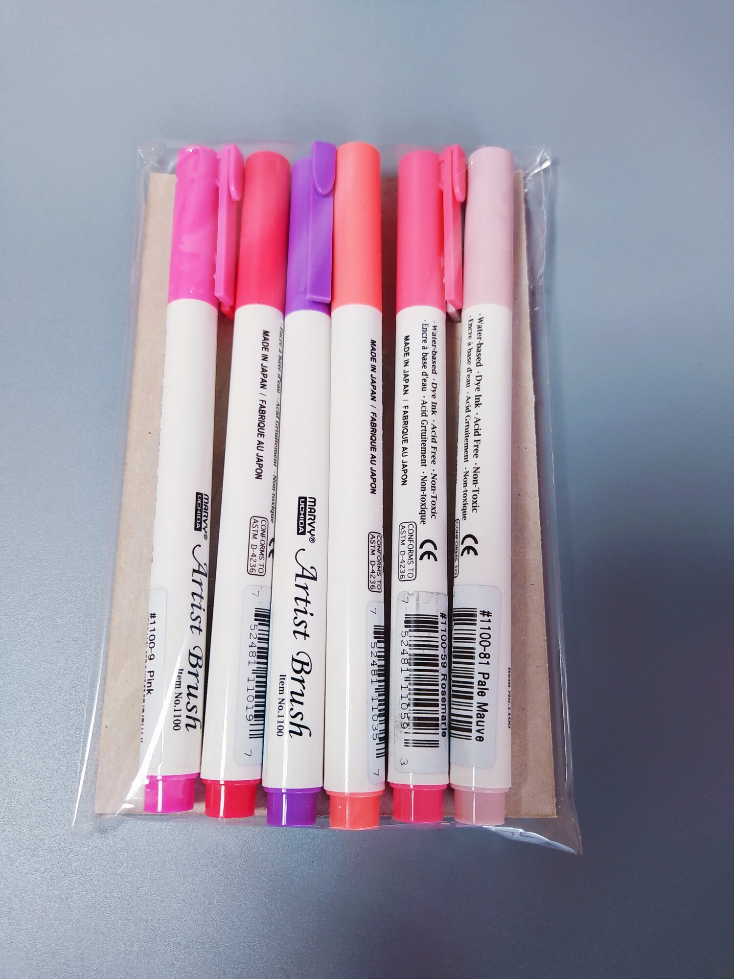 MAR1100-6 Романтик Набор акварельных маркеров для открыток, скетчей, леттеринга и раскрашивания MARVY 1100 6 цветов "Романтик", 6шт/набор.