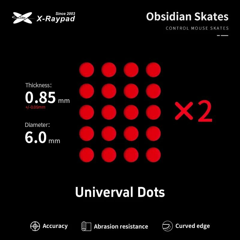 Мыши (глайды) X-Raypad Obsidian DIY Mouse Skates Universal D6.0mm Dots, универсальные, 0.85мм, D 6.0мм, 40шт