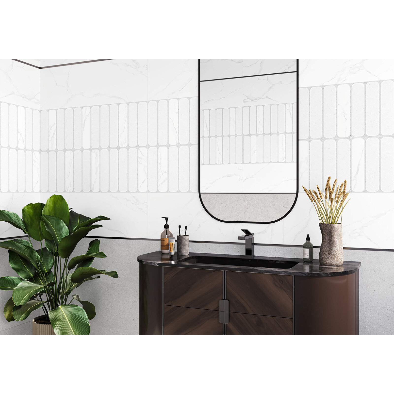 Плитка Настенная Alma Ceramica Amarant линии серый 30X60 см 1,35 м²