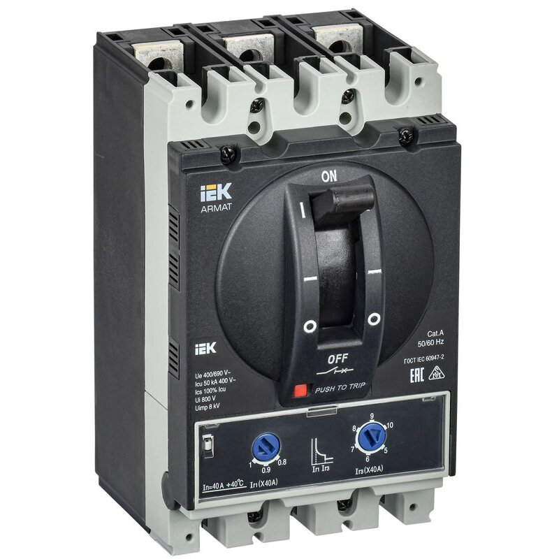 ARMAT Автоматический выключатель в литом корпусе 3P типоразмер A 50кА 40А расцепитель термомагнитный регулируемый, IEK AR-MCCB-3A-050-0040A-ATUC (1 шт.)