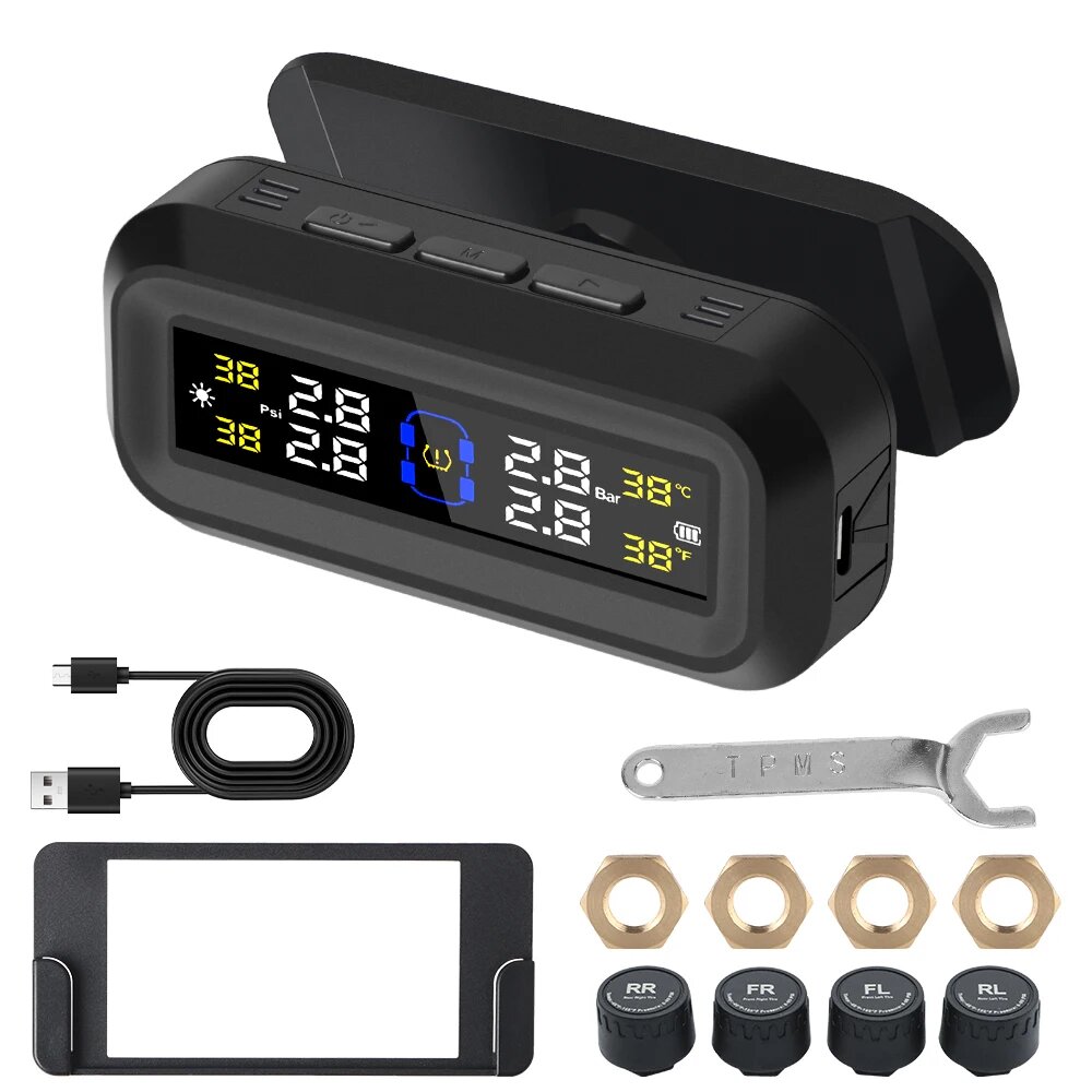 Система Контроля Давления В Автомобильных Шинах (TPMS) С Солнечной Батареей, Цифровым ЖК-дисплеем