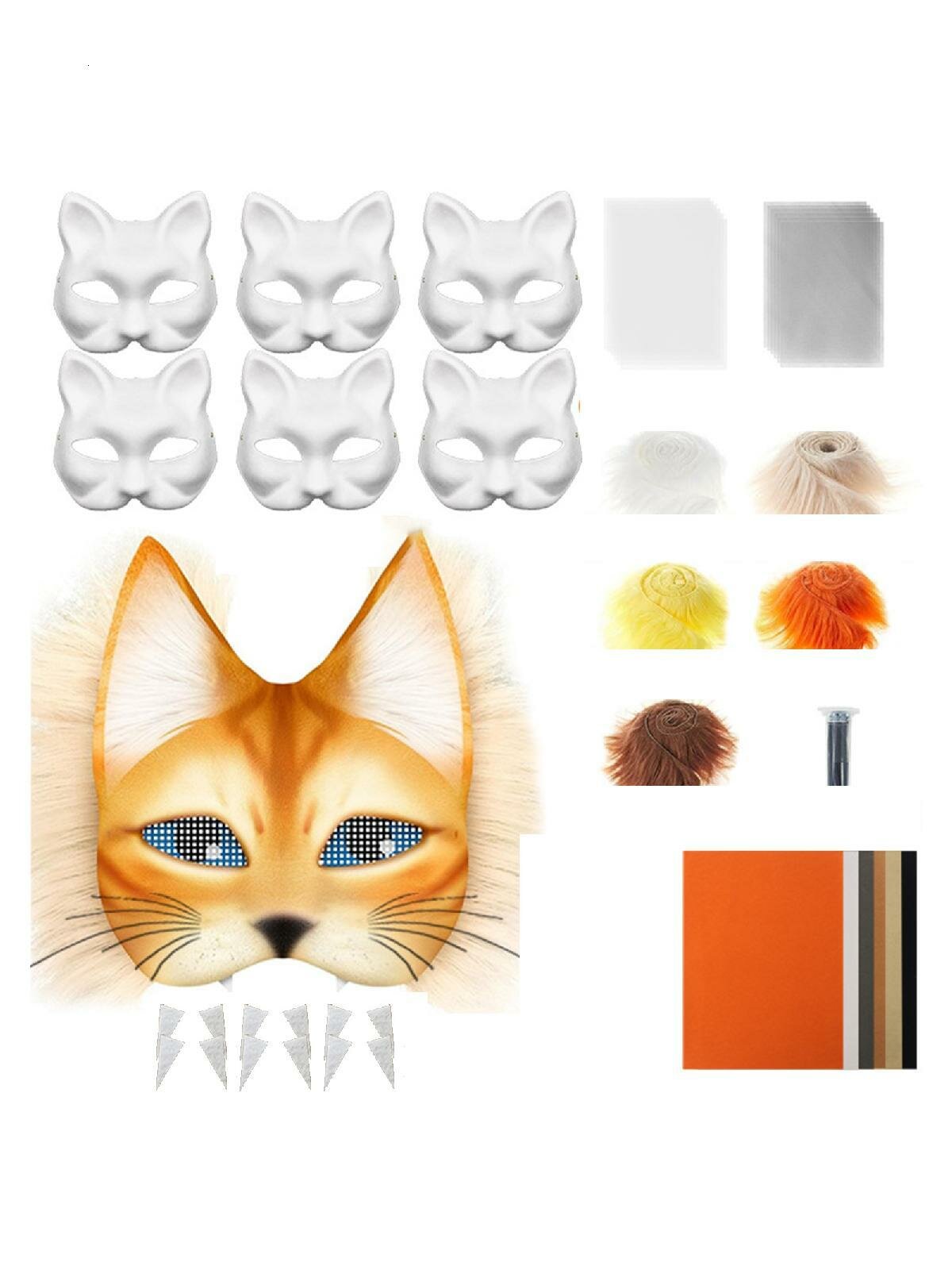 Маска кота без росписи, набор из 42 предметов 3