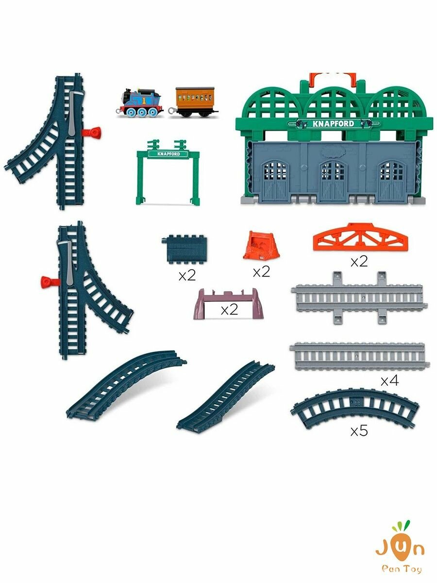 Томас Fisher-Price Thomas & Friends Knapford Station Diecast Toy Train & Track Set / Игровой набор 2 в 1 и футляр для хранения вещей для детей дошкольного возраста в возрасте от 3 лет и старше