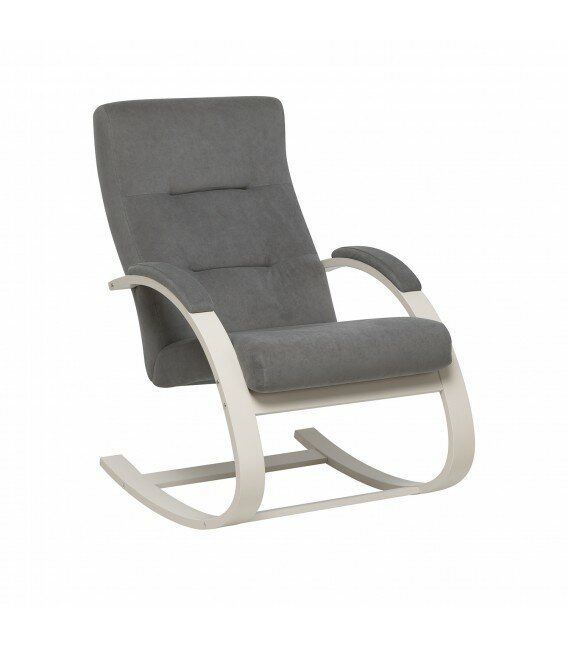 Кресло-качалка Leset Милано NEW, слоновая кость, ткань велюр, Bingo 20 мышиный